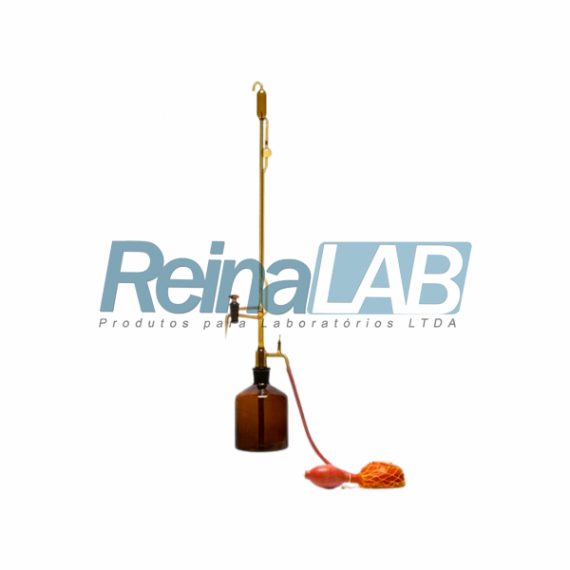 Bureta Automática Âmbar Graduada com Torneira 3 Vias e Frasco - Reinalab